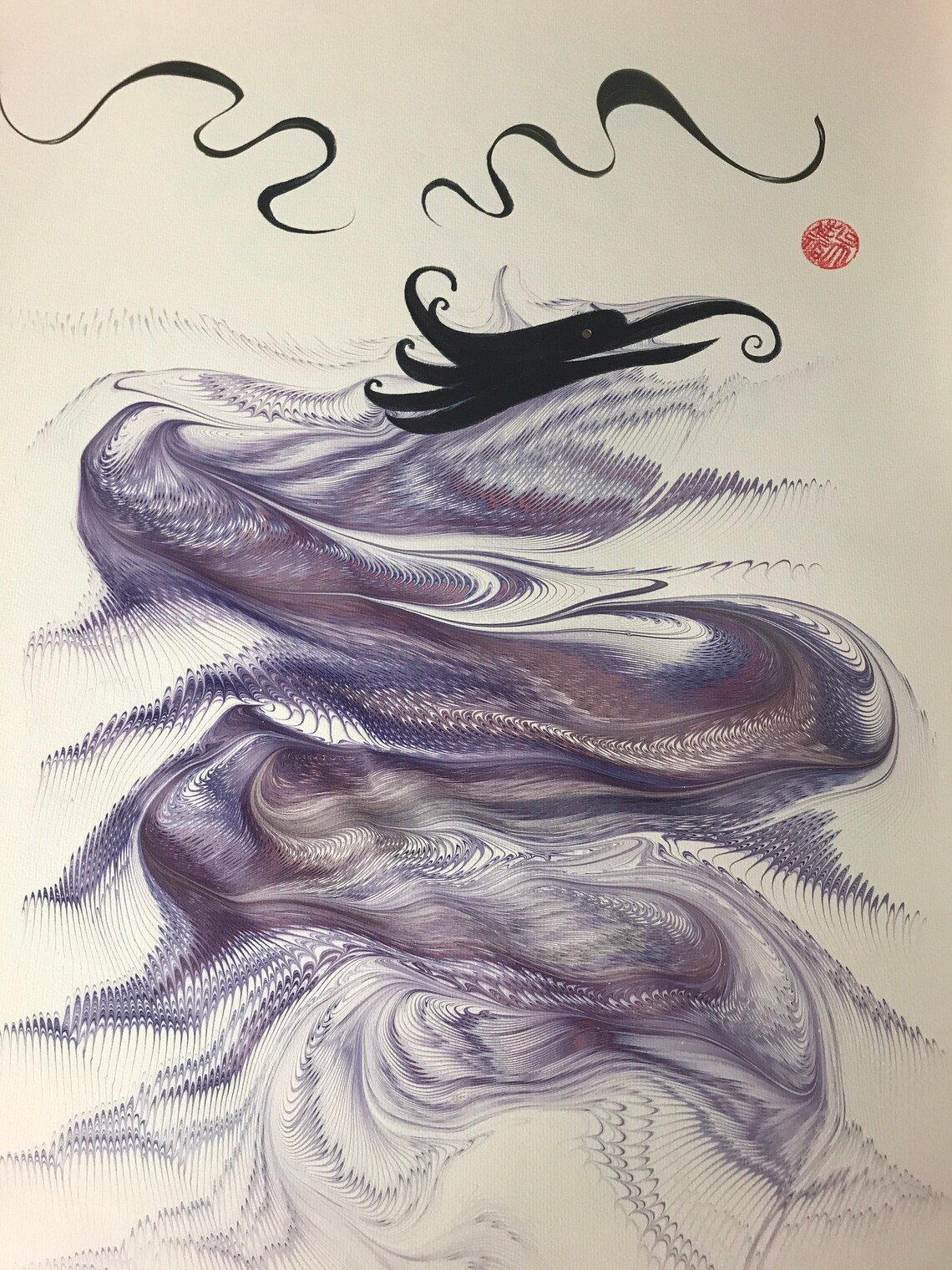 Chinese Dragon Original Marbling Art Hand Marbled Paper - Etsy