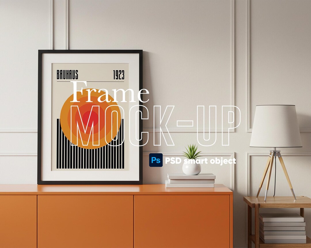 Bauhaus Frame Poster Mockup, Mid Century Modern Wall Art Mockup ...