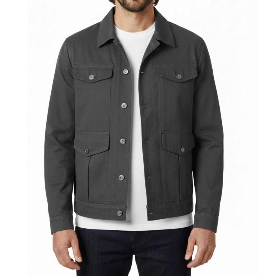 Men's Kevin Real Costner Grey Jacket - Classic John Grey Dutton Cotton ...
