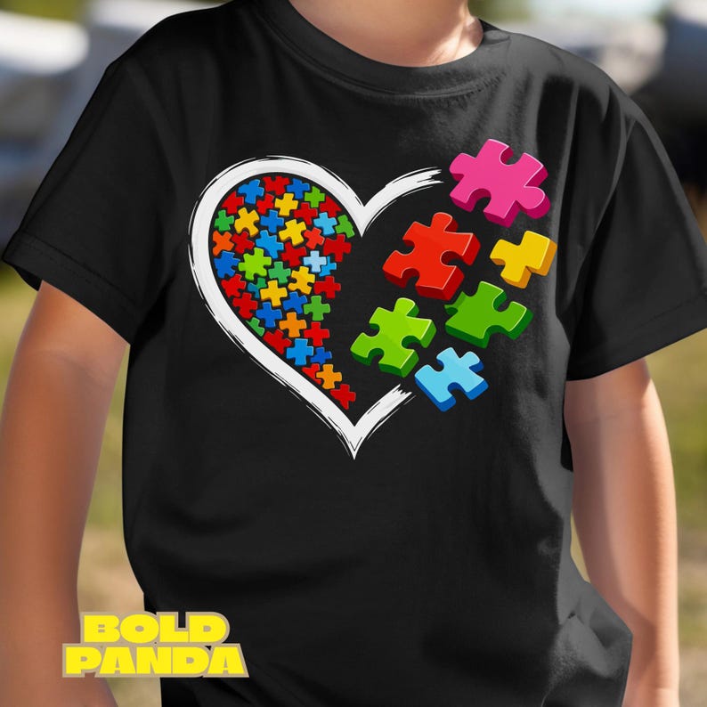 Autism Awareness Love Heart Puzzle Piece PNG Bundle Support Gift for ...