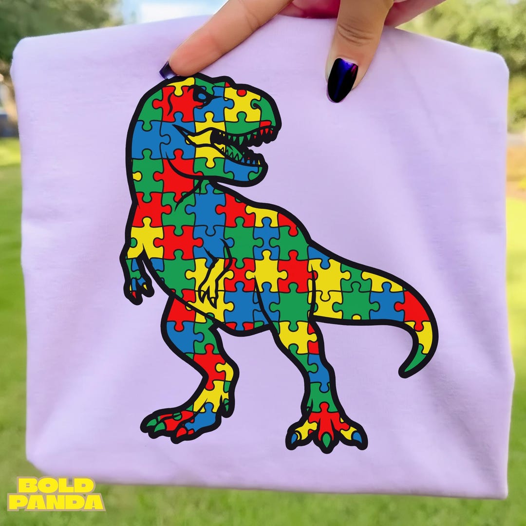 Autism Awareness PNG Autistic Puzzle Dinosaur Design (digital Download ...