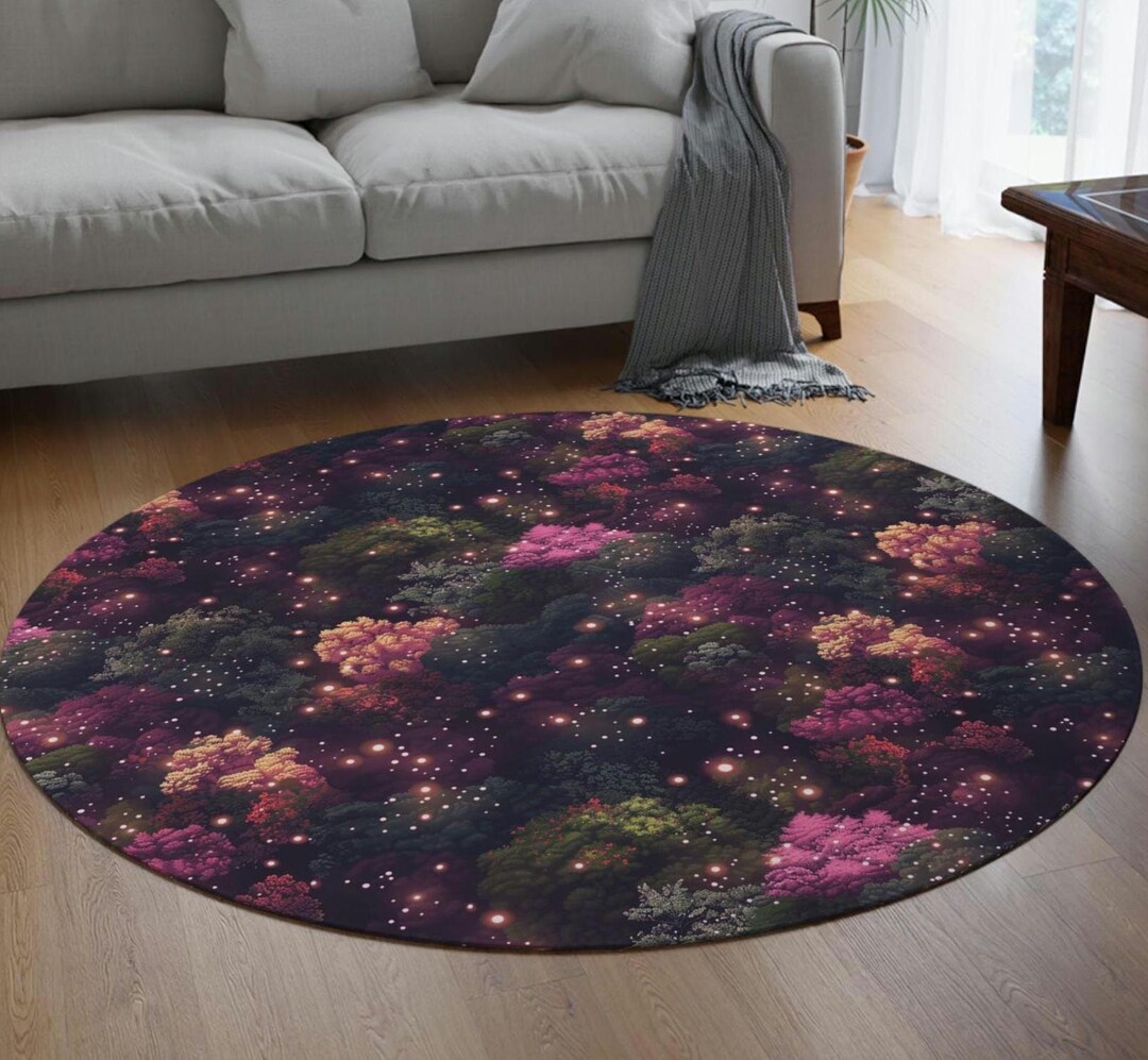 Pink Fairy Forest Round Rug, Fairycore Decor, Forestcore Rug, Girls ...