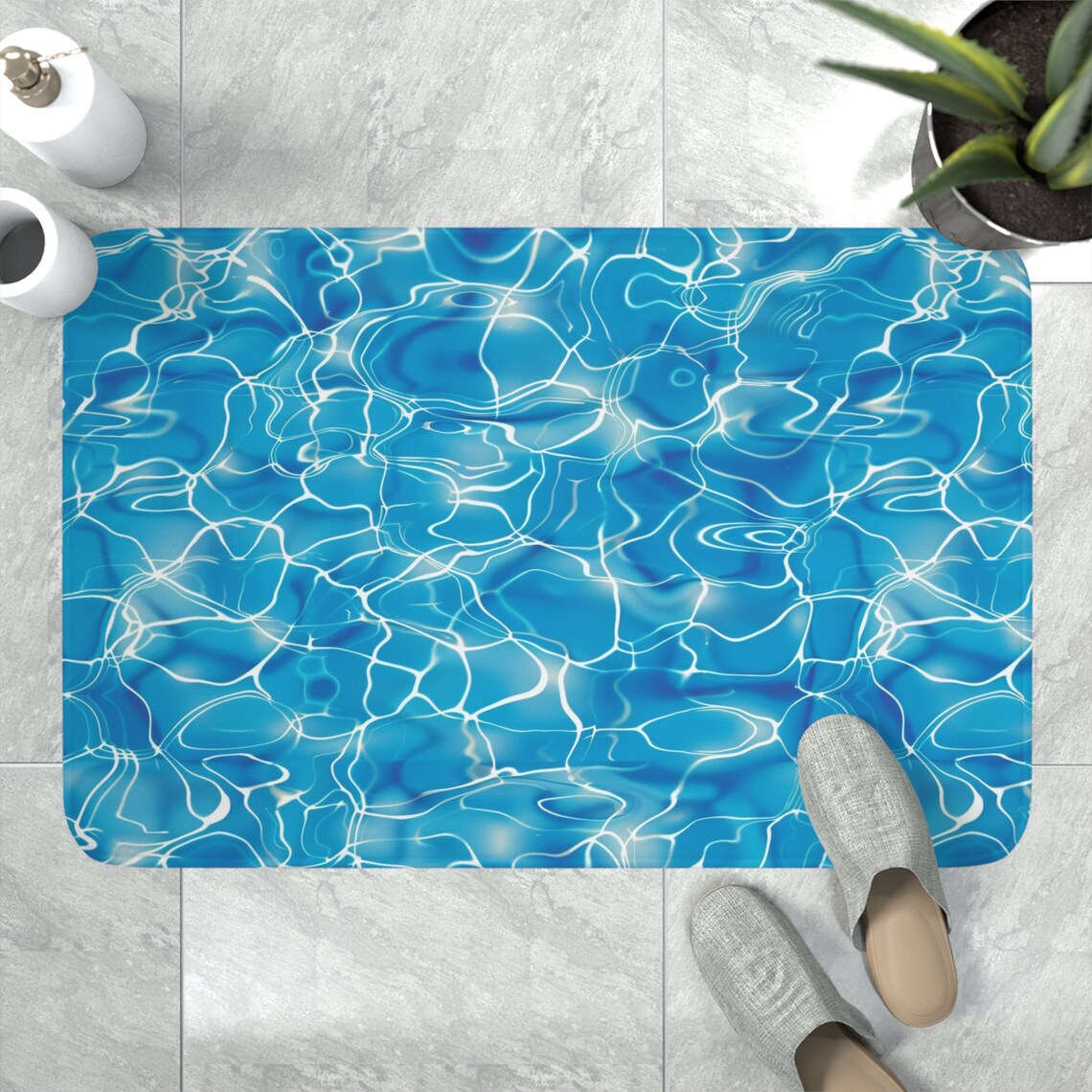 Swimming Pool Ripples Blue Memory Foam Bath Mat - Etsy
