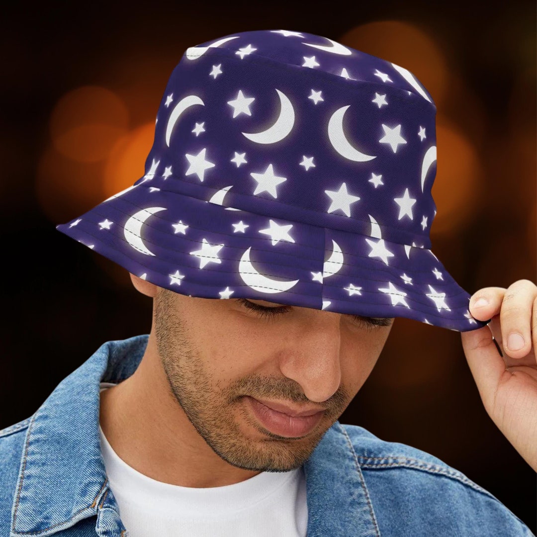 Purple Wizard Bucket Hat, Moon and Stars Hat, Festival Wear, Festival ...