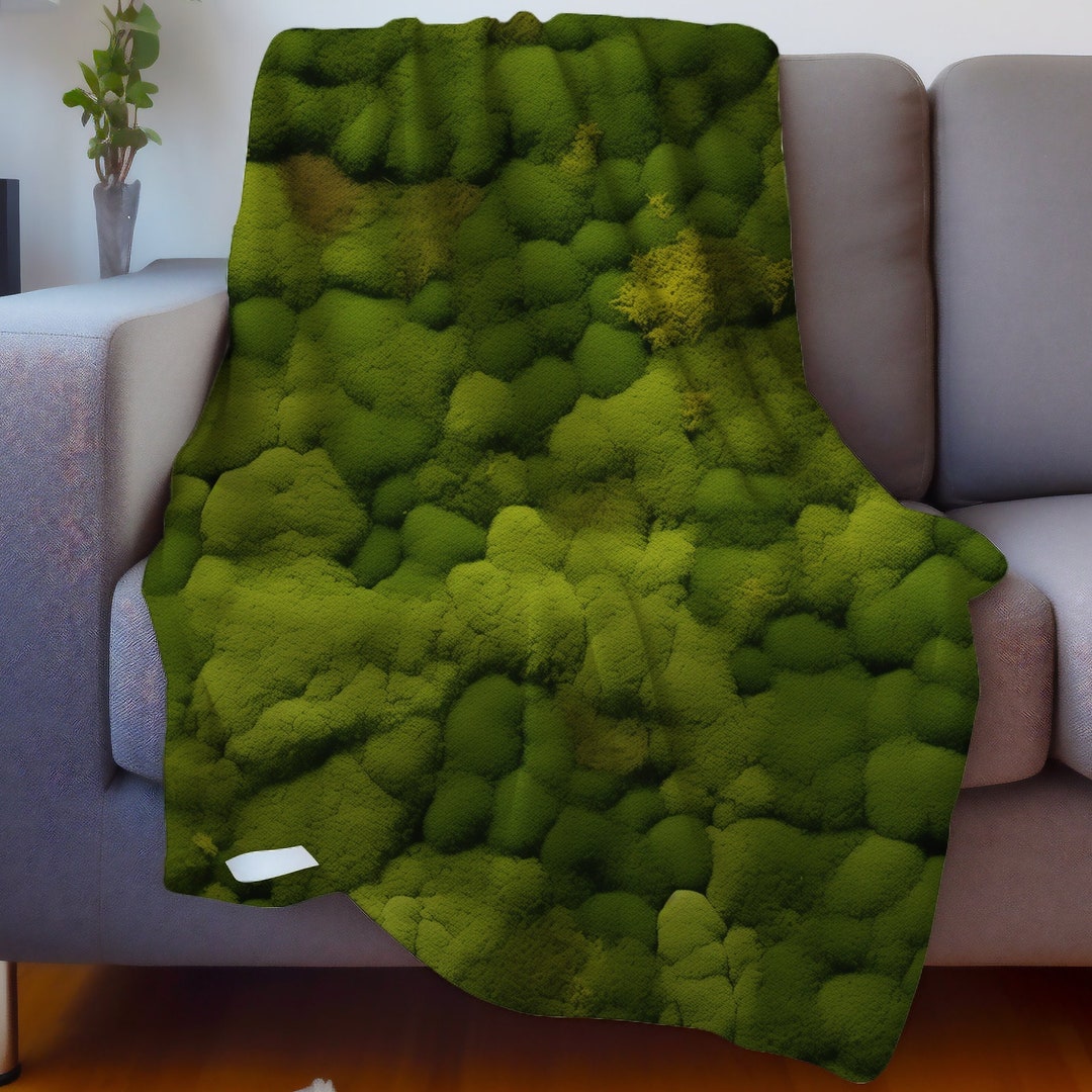 Moss Blanket-lush Moss Sherpa Fleece Blanket-green Aesthetic-forestcore ...