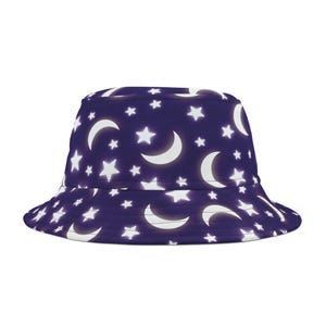 Purple Wizard Bucket Hat, Moon and Stars Hat, Festival Wear, Festival ...