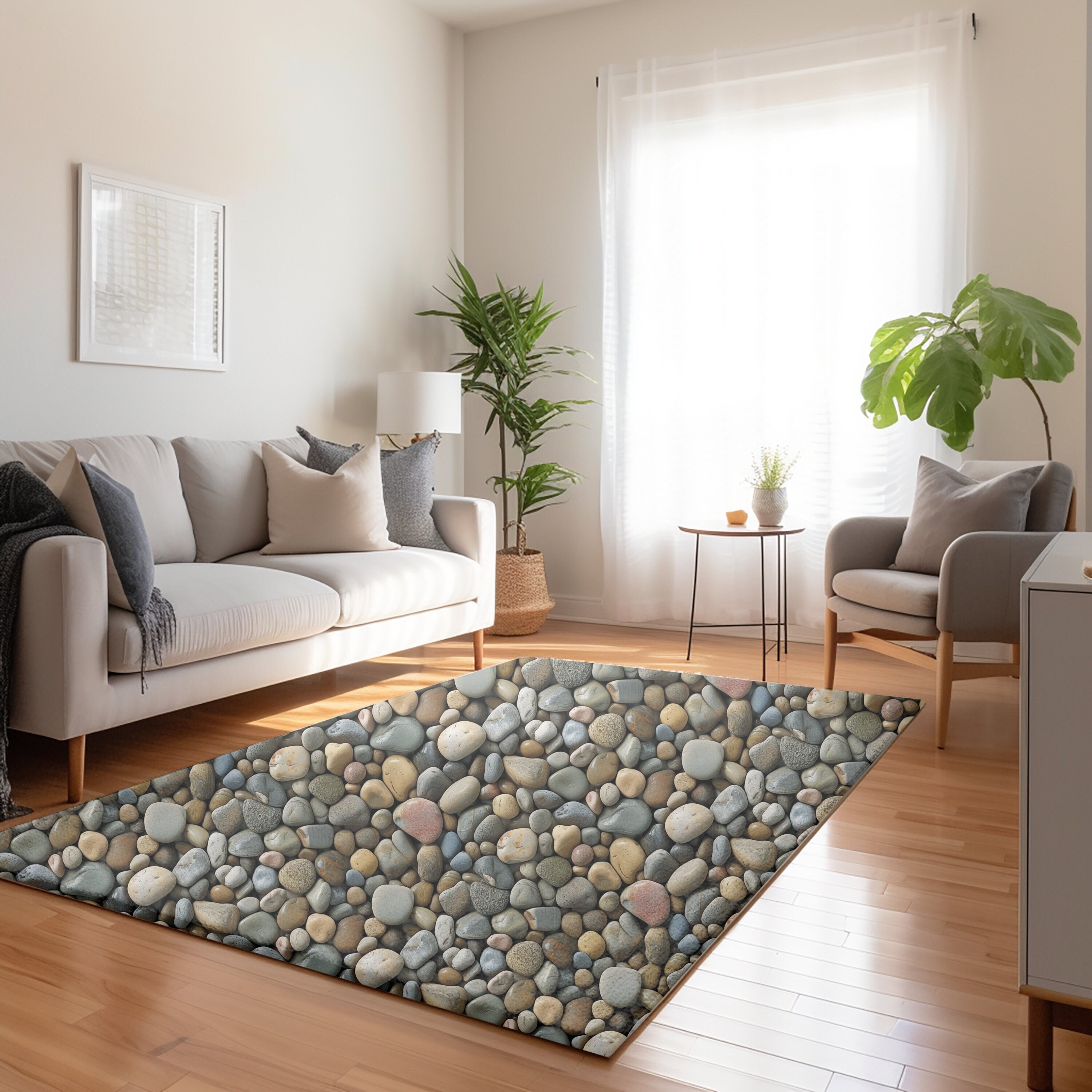 River Rock Area Rugs-modern Organic-grey Decor-nature Decor-rock Lovers ...