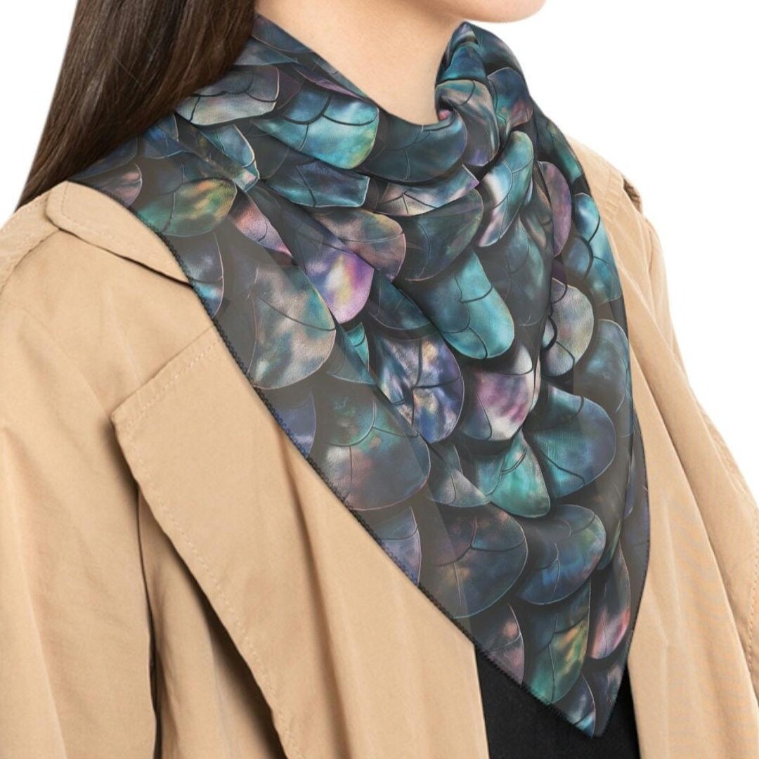 Rainbow Iridescent Dragon Scales Poly Scarf, Fantasy Scarf, Medieval ...