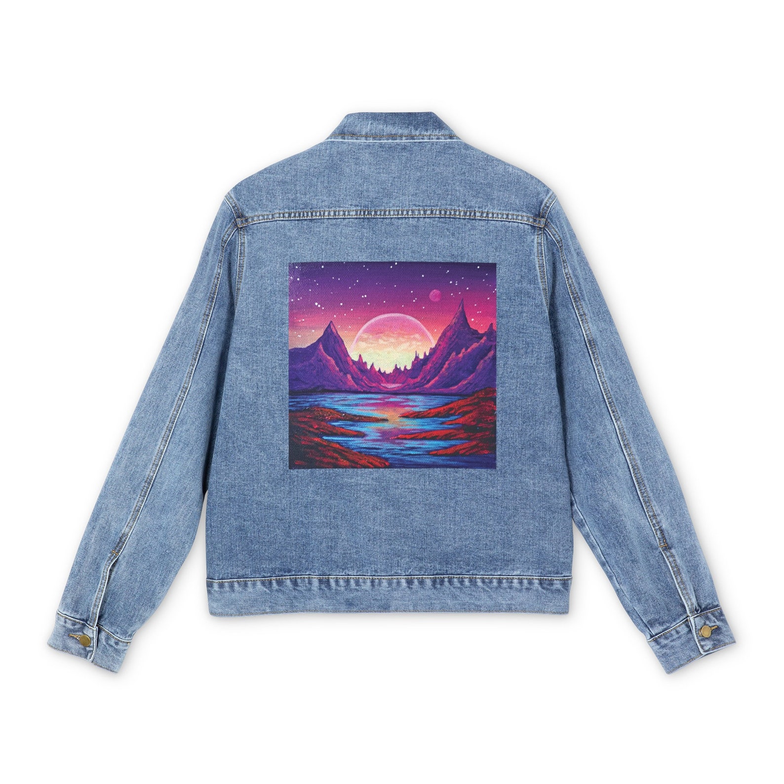 Trippy Space Painting Men's Denim Jacket, Gift for Him, Jean Jacket ...