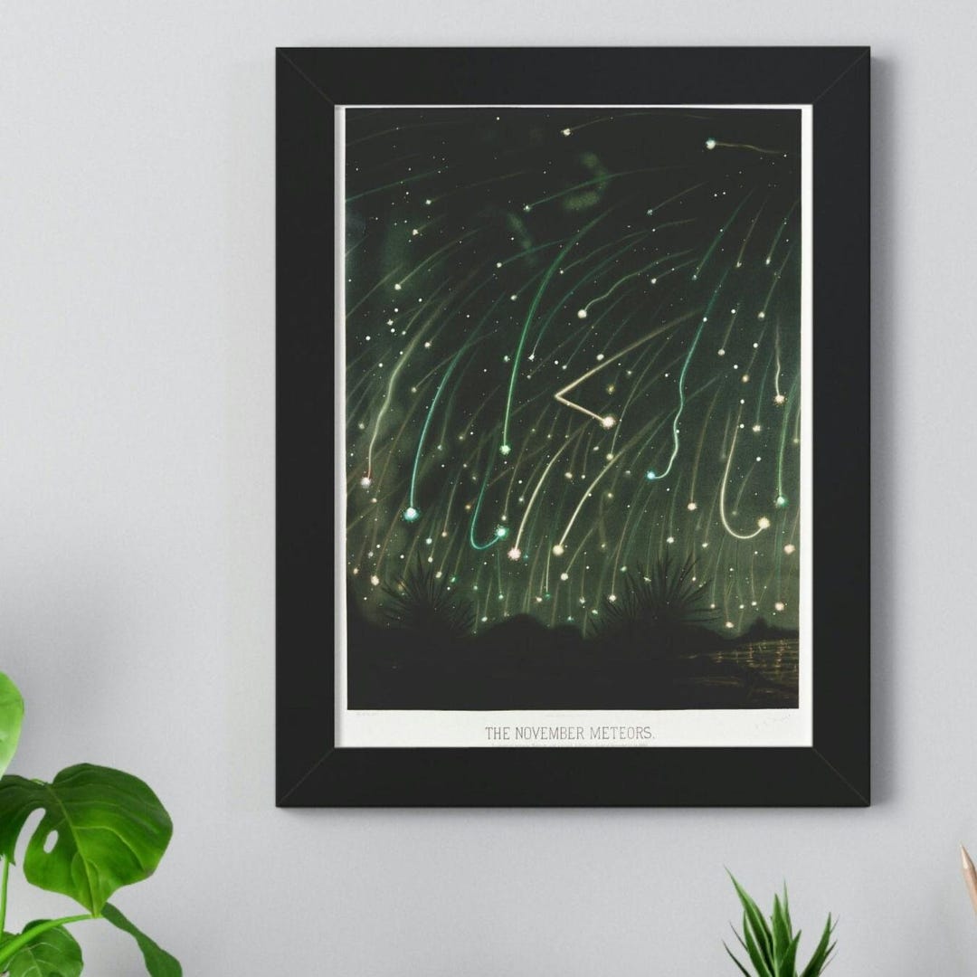 The November Meteors Framed Vertical Poster, Vintage Wall Art, Home ...