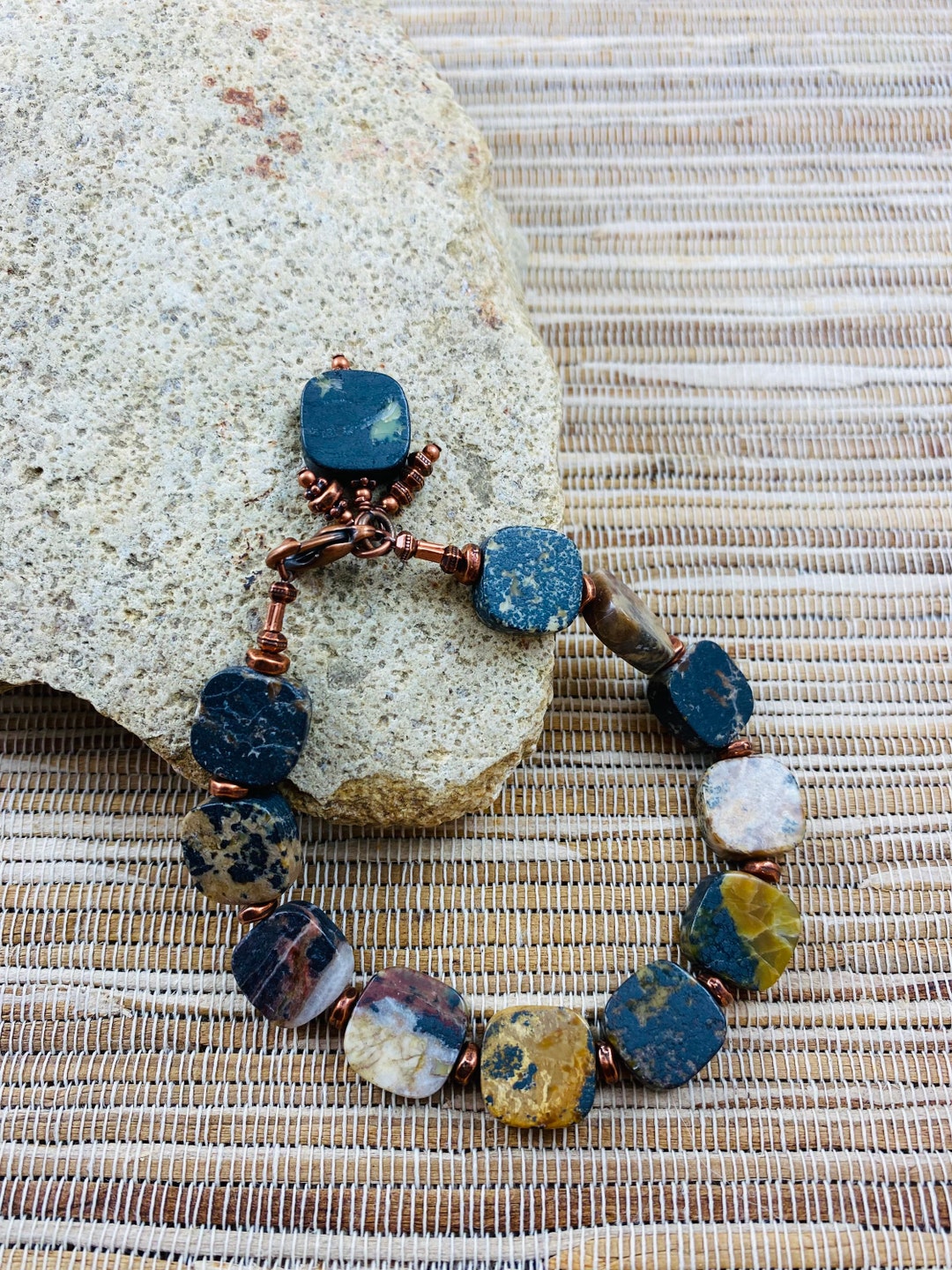 Yellow Turquoise and Copper Bracelet - Etsy