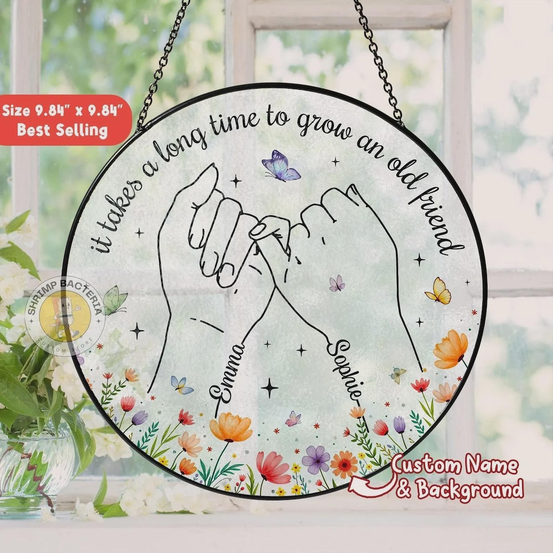 Flower Ornament, Stained Glass Suncatcher, Friendship Gift, Quote Decor ...