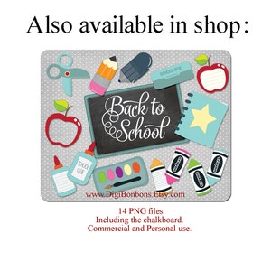 School Supplies Digital Clipart, Preschool Clipart, Back to School ...