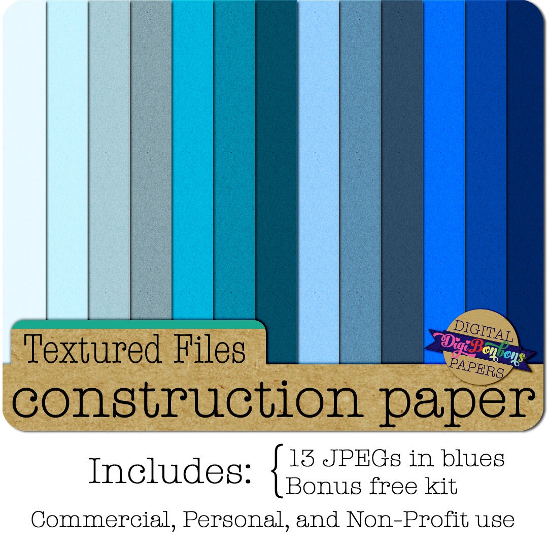 Blue Digital Scrapbook Paper, Construction Paper Texture, INSTANT ...