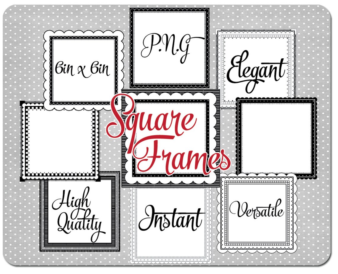 Picture Frame Clip Art Square Frames Clip Art Frames - Etsy