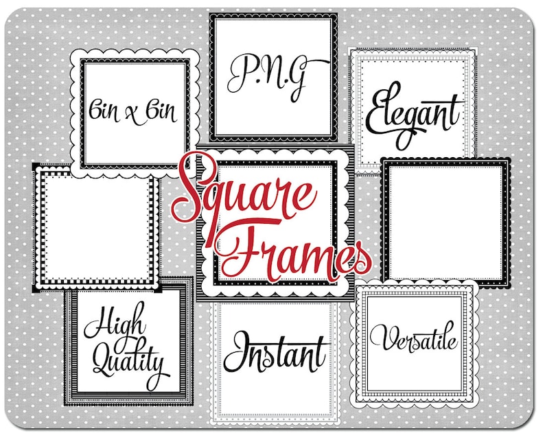 Picture Frame Clip Art Square Frames Clip Art Frames | Etsy
