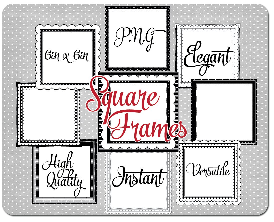 Picture Frame Clip Art Square Frames Clip Art Frames | Etsy