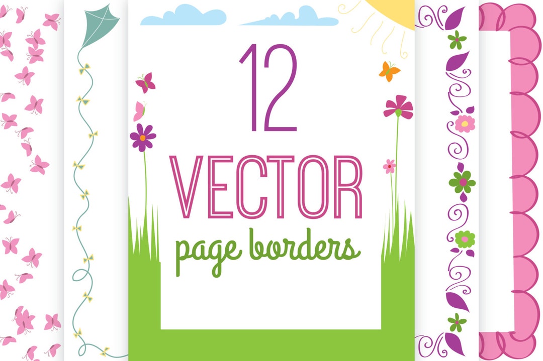 Cheerful Spring Page Borders Vector 8.5x11 INSTANT DOWNLOAD - Etsy