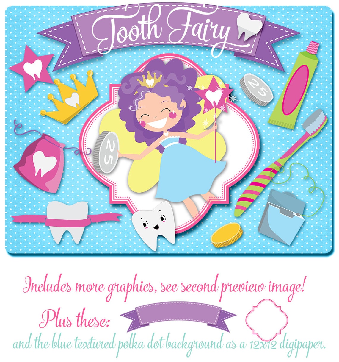 Kids Clip Art Tooth Fairy Dental Clipart Commercial Use | Etsy