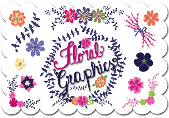 Bright Floral Graphics INSTANT DOWNLOAD Vector Png Jpeg - Etsy