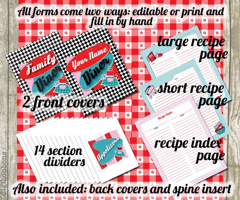 Recipe Binder Printables, Recipe Organizer, Recipe Dividers, Fill in by ...