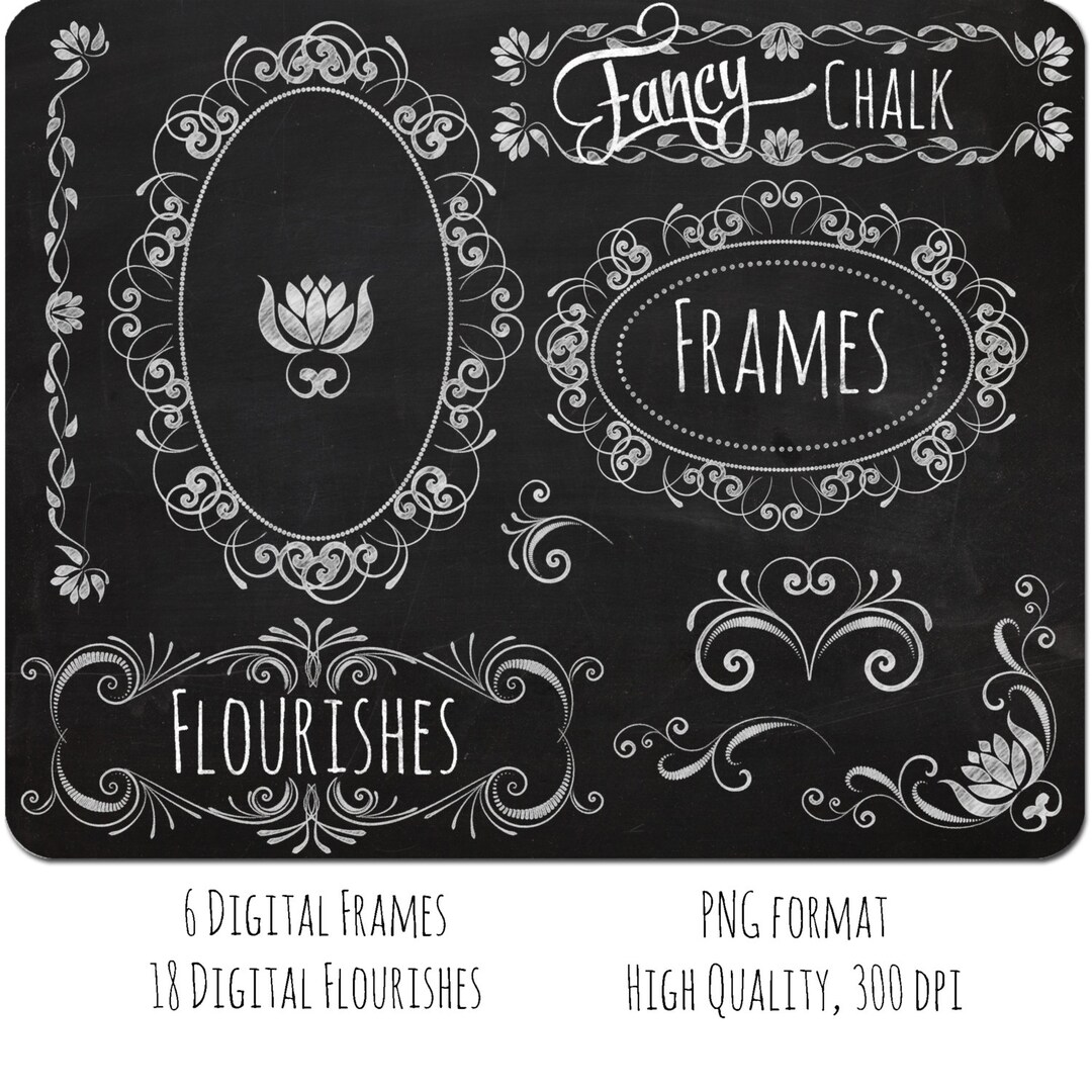 Chalk Clip Art Frames and Flourishes INSTANT DOWNLOAD - Etsy