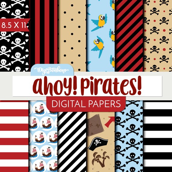 Scrapbook Paper Pirates Scrapbook Digital Paper 8.5 x 11 | Etsy