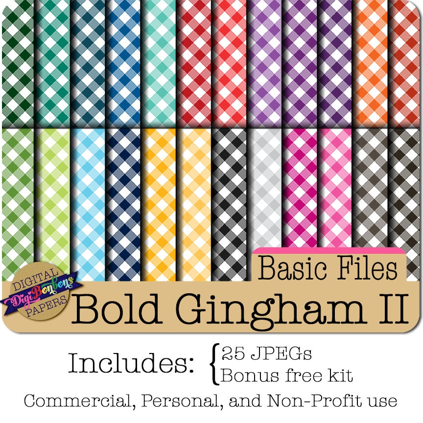 Scrapbooking Paper Bold Gingham Digital Paper Commercial | Etsy