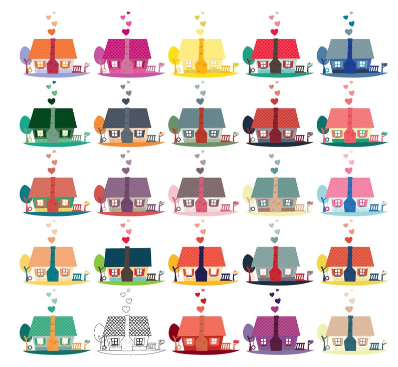 House Digital Clipart INSTANT DOWNLOAD Digital Graphics Cute | Etsy