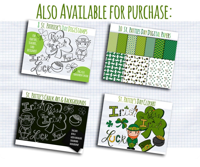Digital Stamps: St. Patricks Day, INSTANT DOWNLOAD, Shamrock ...