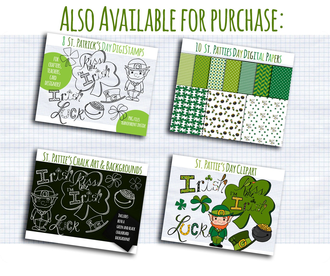 Digital Stamps: St. Patricks Day, INSTANT DOWNLOAD, Shamrock ...