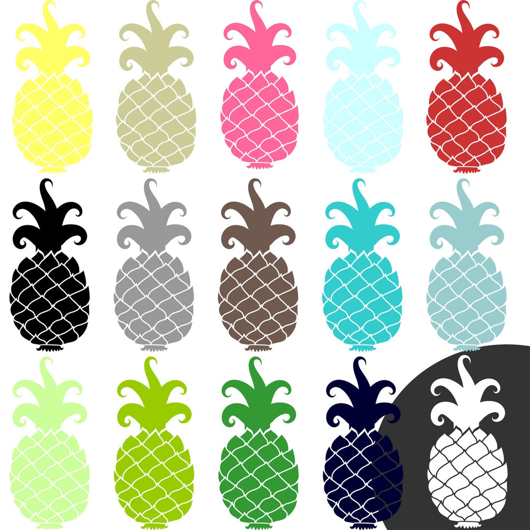 Pineapple Digital Clipart in Many Colors, Instant Download, Commercial ...