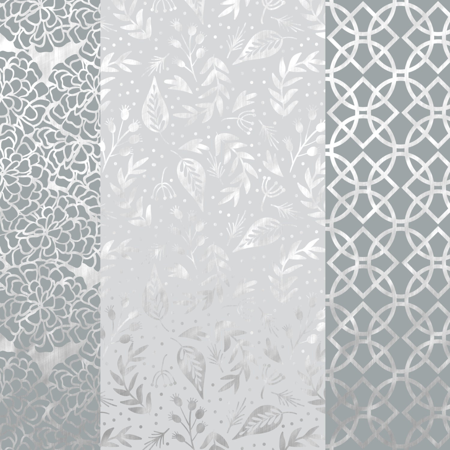 Digital Paper Pack- Silver Shimmer - Digital Scrapbook- 8.5 X 11 Size ...