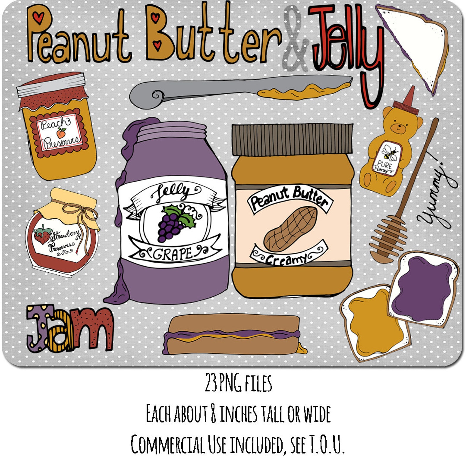 Peanut Butter and Jelly Digital Clipart INSTANT DOWNLOAD | Etsy