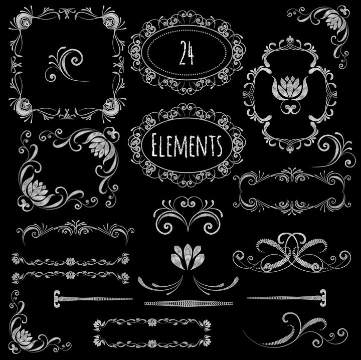 Chalk Clip Art Frames and Flourishes INSTANT DOWNLOAD | Etsy