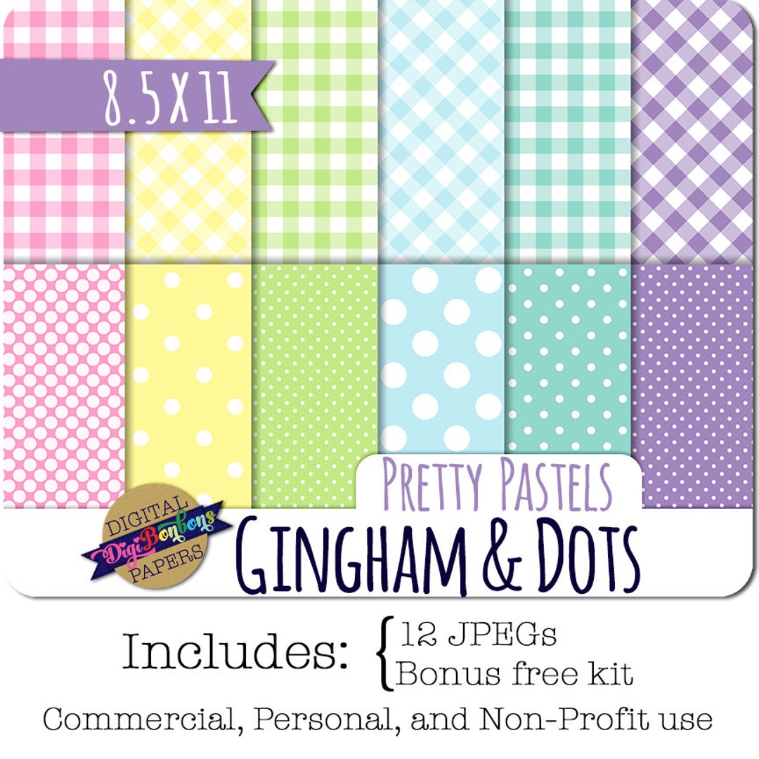Scrapbook Paper, Pastel Gingham, Easter DIGITAL Paper, Easter Clipart ...