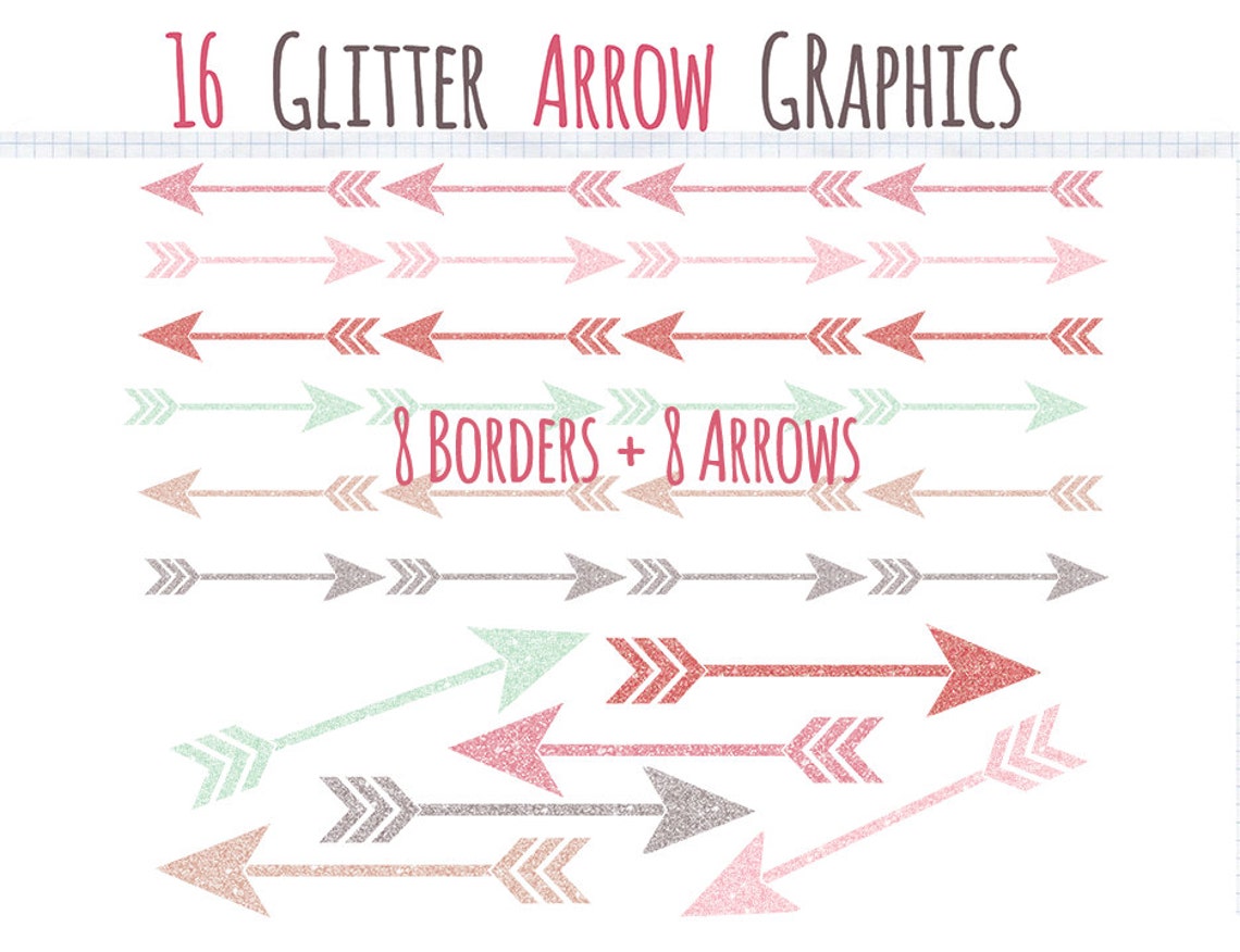 Arrow Clip Art Glitter Arrows Clip Art Border | Etsy
