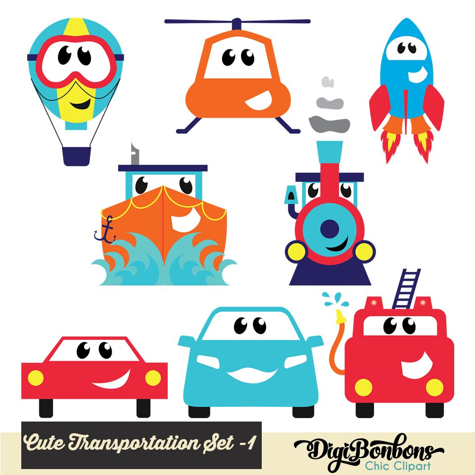 Cute Car Clip Art Transportation Clipart Car Hot Air | Etsy