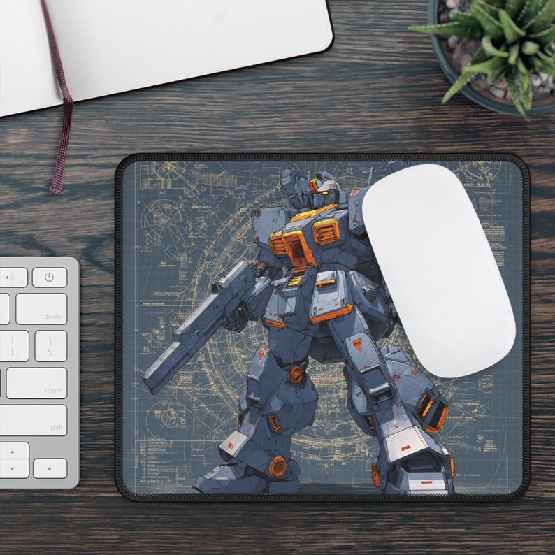 Mecha Blueprint Gundam Gaming Mouse Pad | Robot Pilot Art, Sci Fi Desk ...