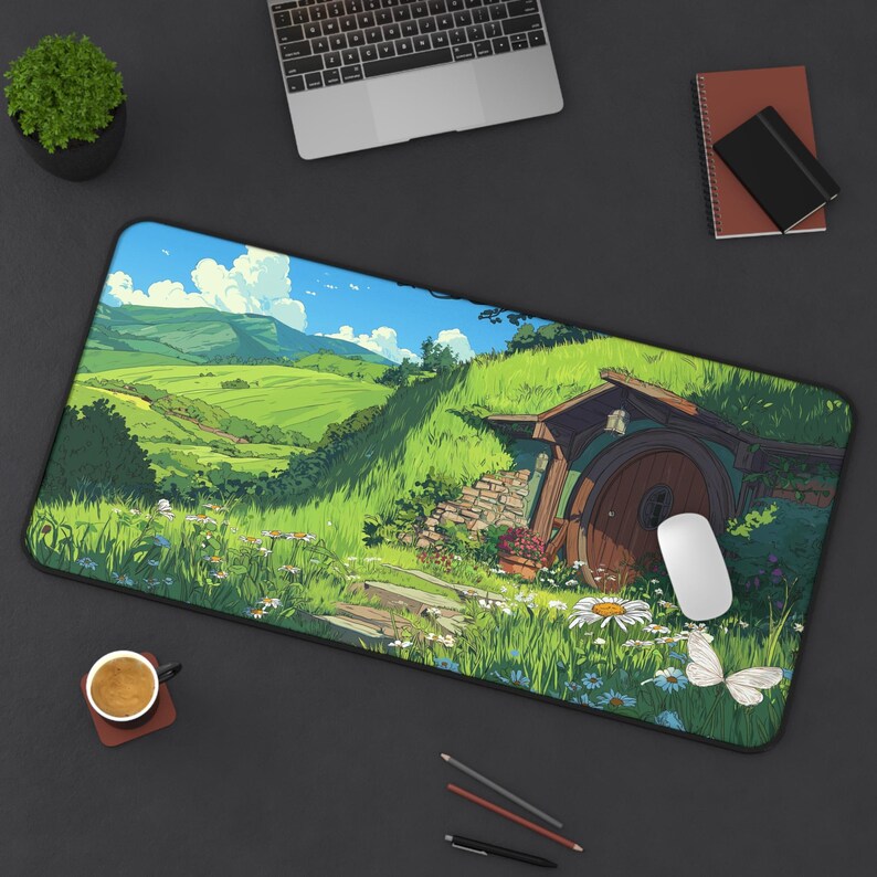 Hobbit Hole Desk Mat Bag End Mouse Pad LOTR Shire Gaming Mat Fantasy ...