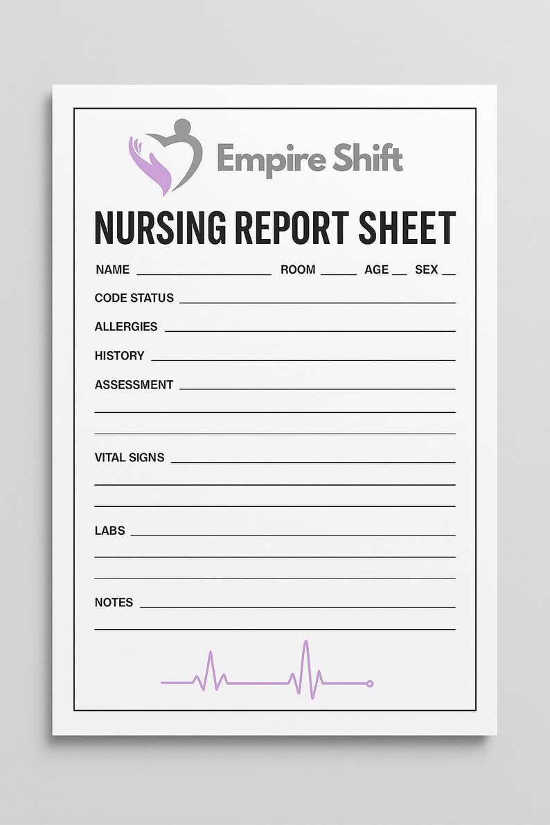 Empire Shift™ Nursing Report Sheet | Printable Nurse Report Template ...
