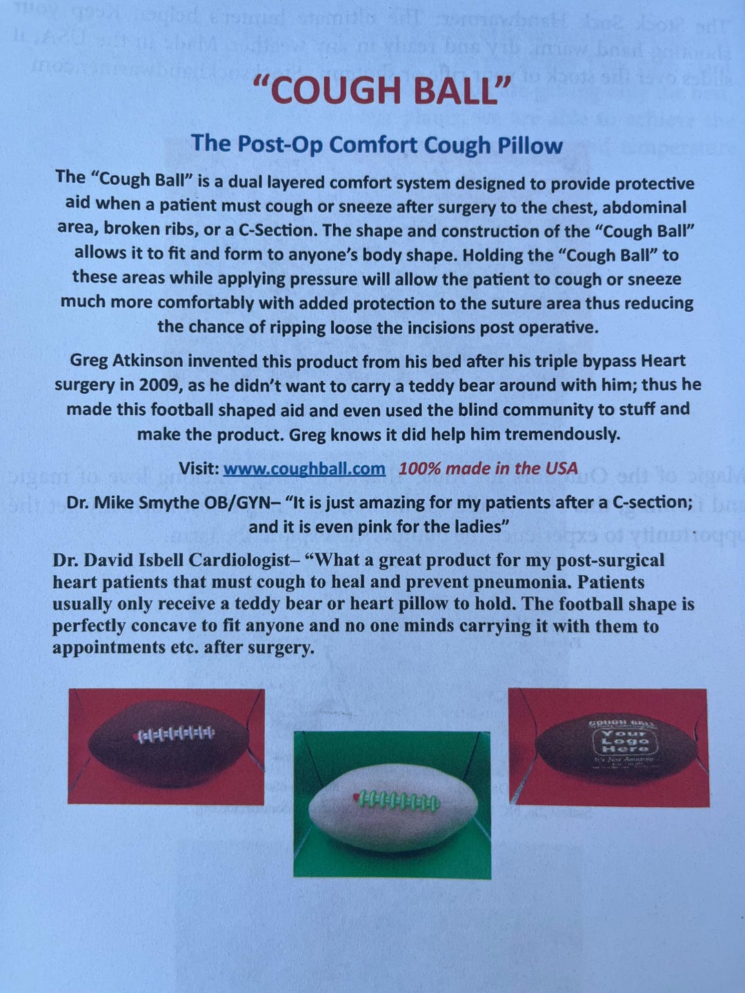 Cough Ball - the Post-op Comfort Pillow - Etsy