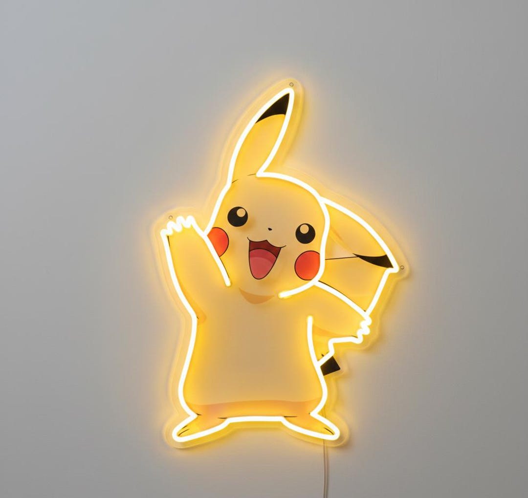 Pikachu Neon Sign USB Anime Wall Light – Gaming Room Decor, Kids ...