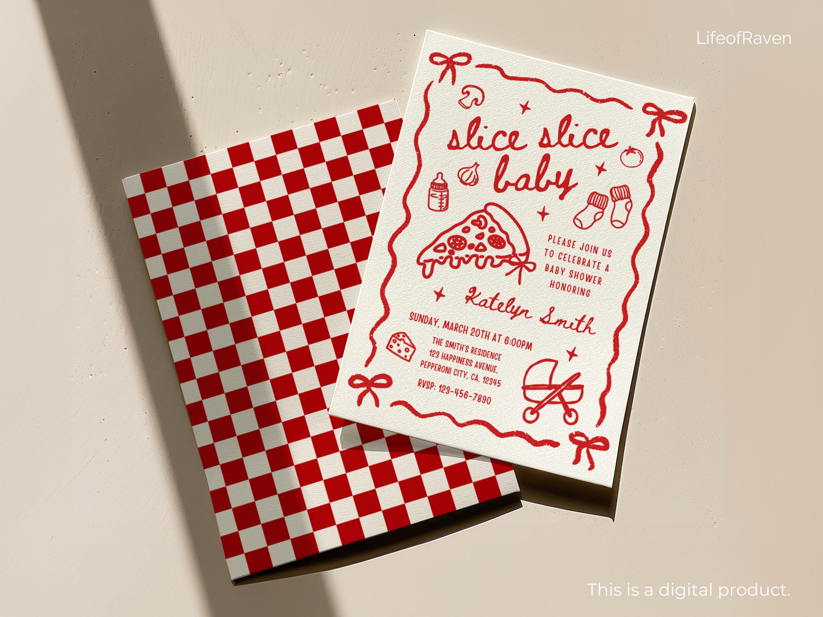 Pizza Baby Shower Invitation Template Slice Slice Baby Girl Canva ...