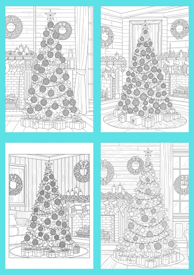 Christmas Tree Living Room Coloring Pages – 12 Cozy Holiday Interior ...