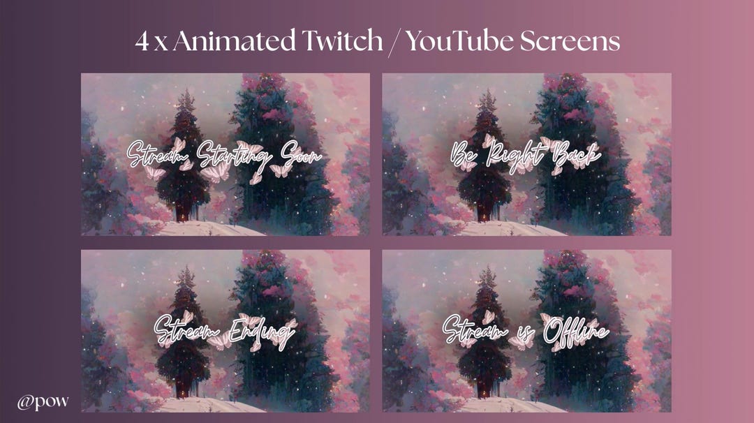 4 X Animated Stream Backgrounds / Twitch / Youtube / Pink Tree Design ...