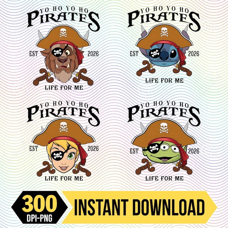 Disneyland Characters Pirates PNG Bundle, Yo Ho Yo Ho A Pirate's Life ...