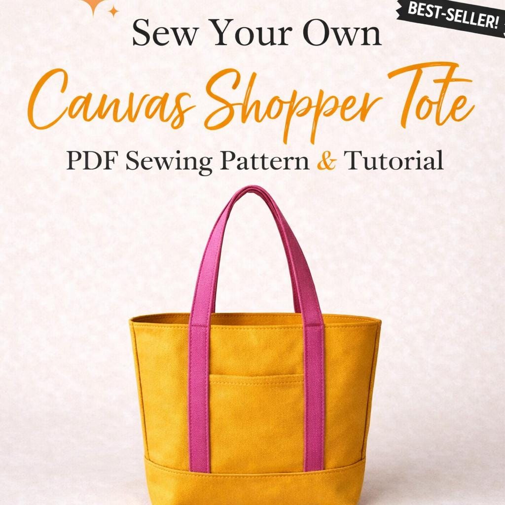 Canvas Tote Bag Sewing Pattern PDF | 4 Sizes Shopper Bag Pattern ...