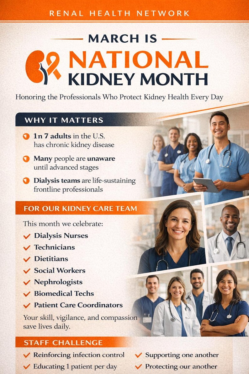 National Kidney Month Nephrology Staff Appreciation Printable Posters ...