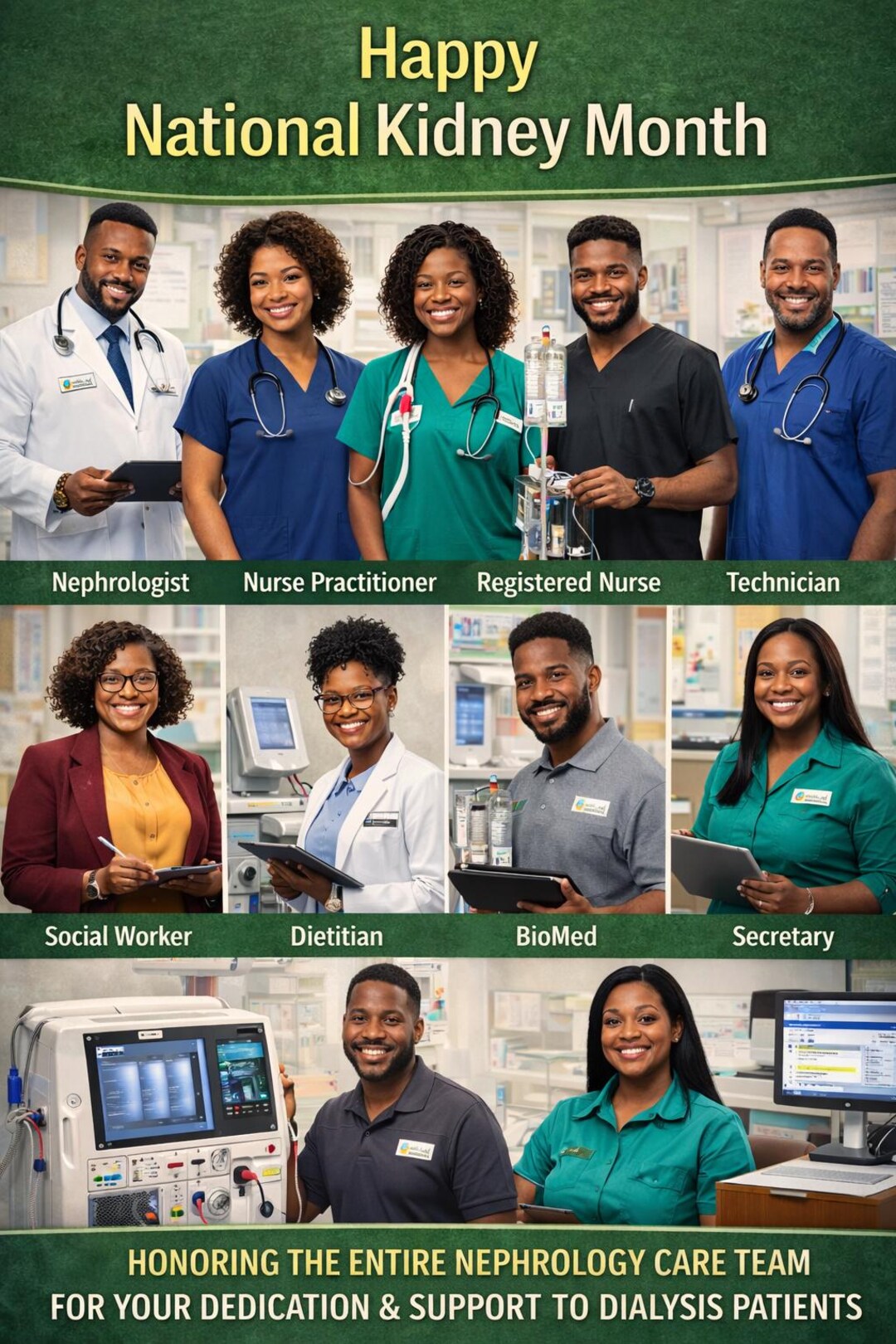 National Kidney Month Nephrology Staff Appreciation Printable Posters ...